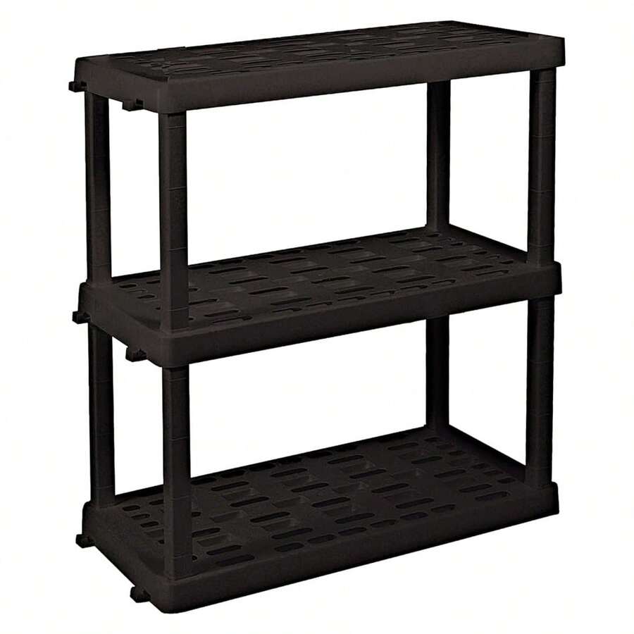 3 Tier Plastic Shelf, Garage Shelving Unit, Rack And Storage Shelves ...