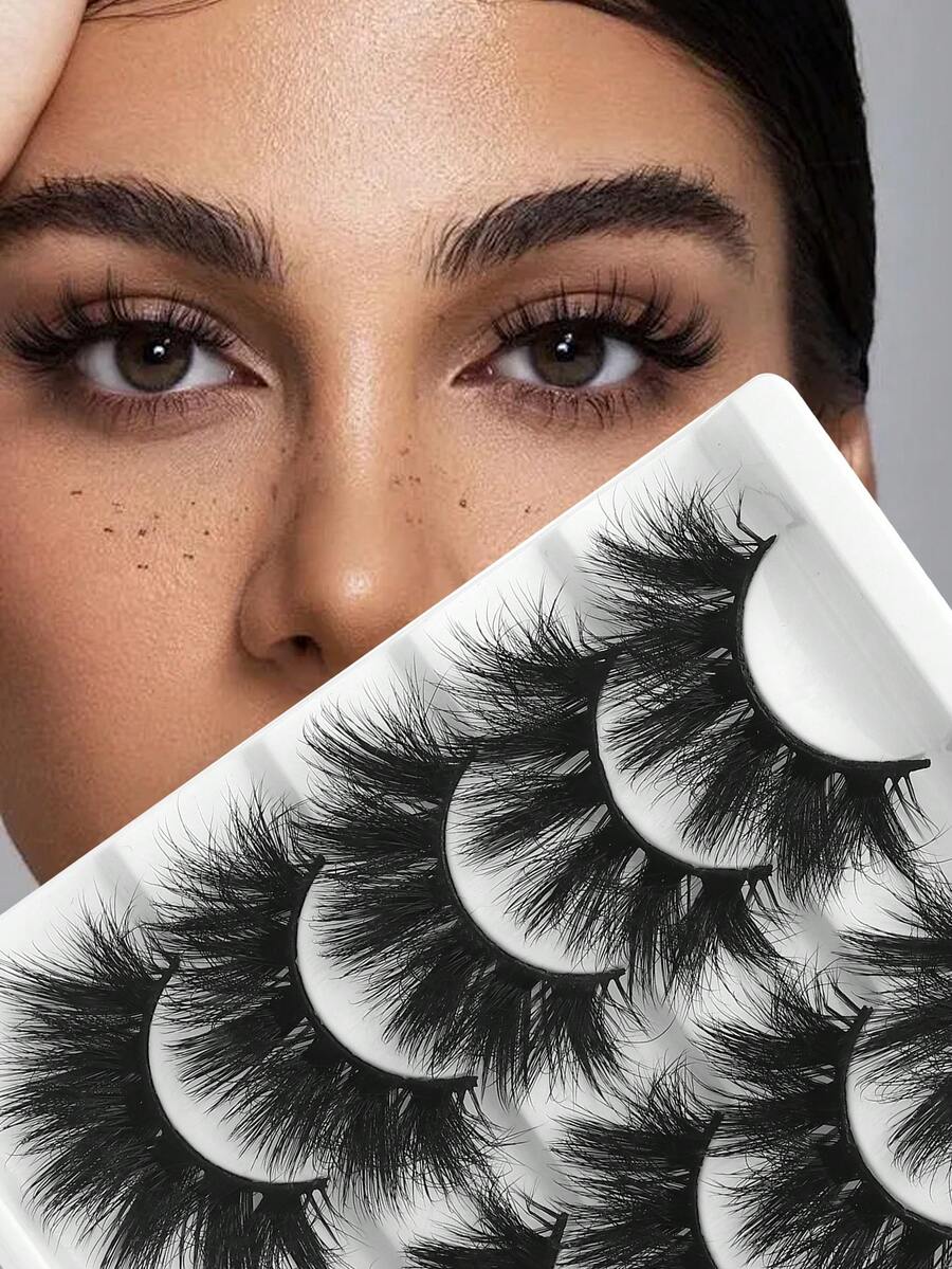 5 Pairs/Pack Thick Curly Fluffy Volume False Eyelashes Mink Lashes Cat ...