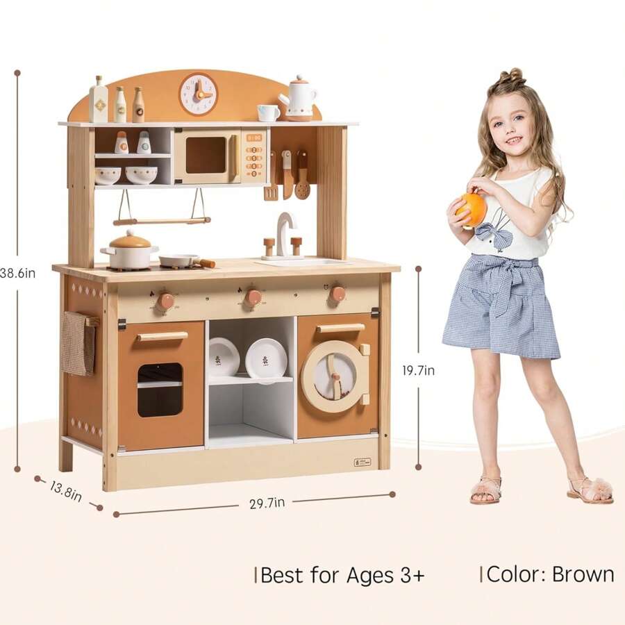 Robotime Modern Wooden Play Kitchen For Kids Toddlers Kids Kitchen ...