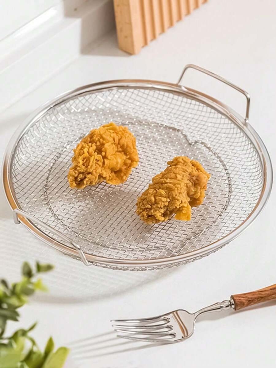 Stainless Steel Kitchen Oil Drainage Mesh Colander - For Frying Oil ...