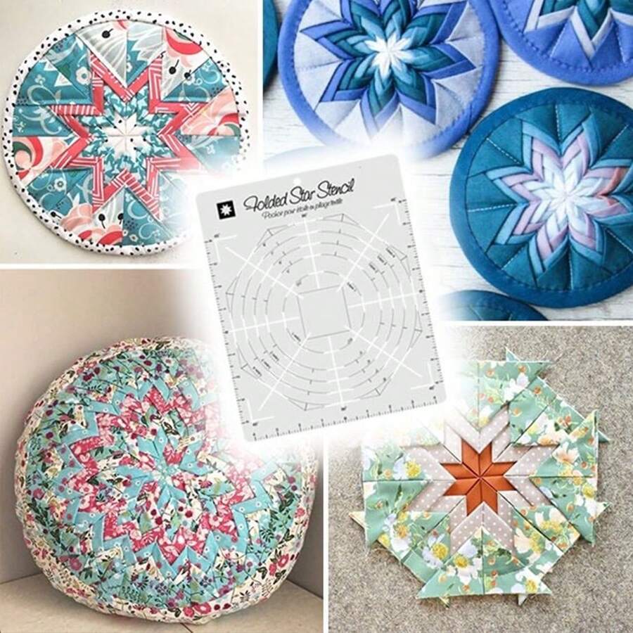 Folded Star Hot Pad Interfacing PET Template Sewing Stencil Guide Ruler ...