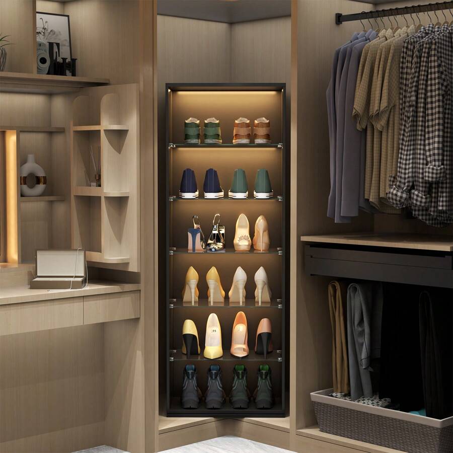 Rotating Shoe Rack With Sensor Light, Spinning Shoe Rack Tower With ...