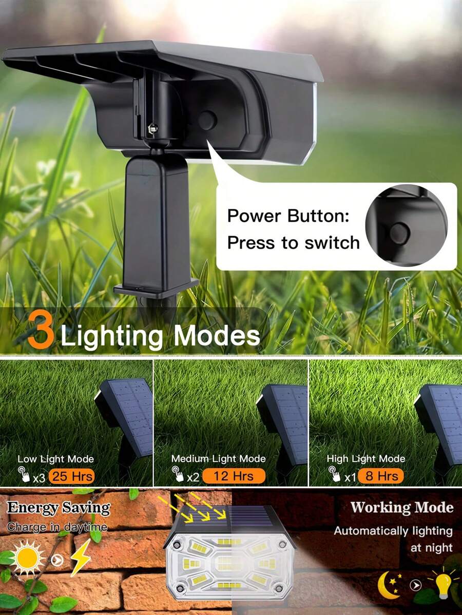 Lampes Solaires Extérieures, Étanches, 3 Modes d'Éclairage, Projecteurs ...