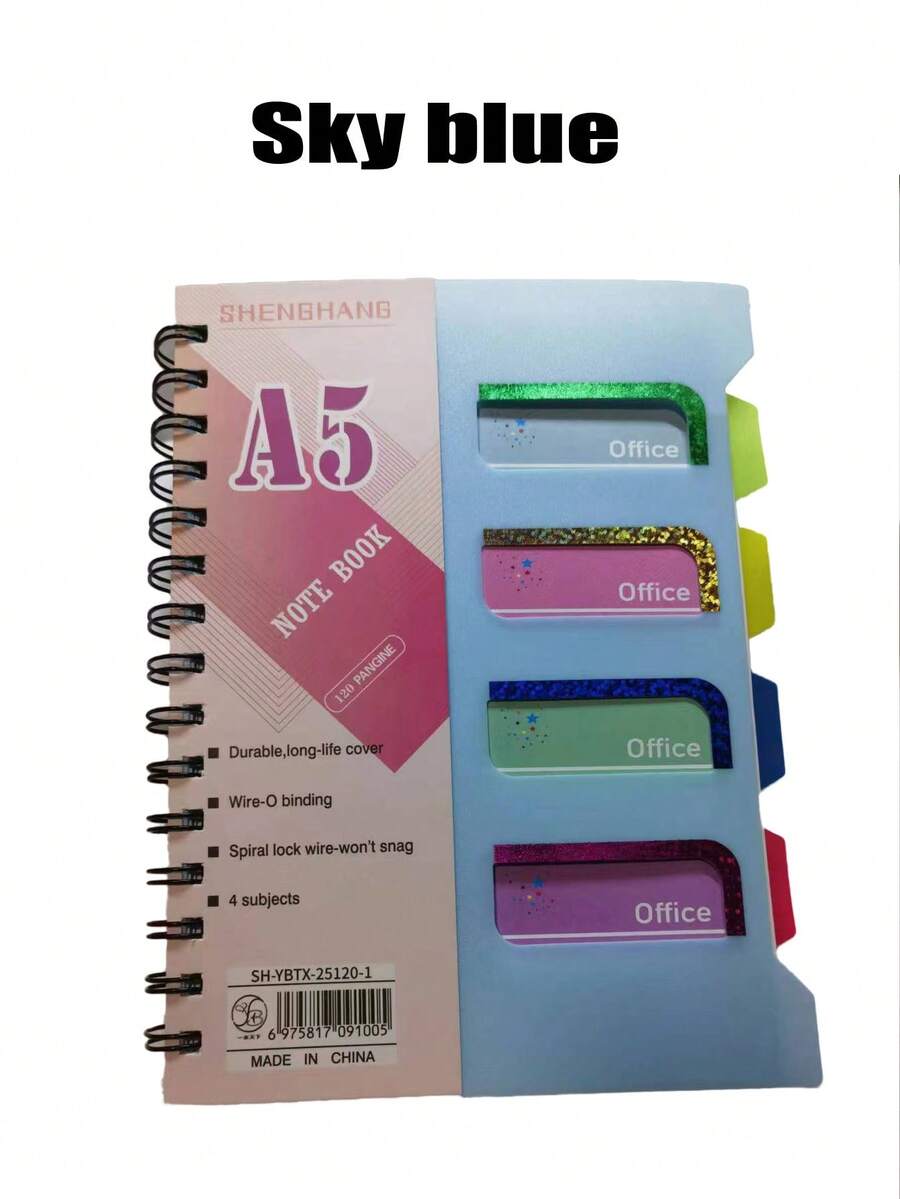 A5 Grid Coil Notebook With Elastic Closure Band, Side Flip Simple Paper ...