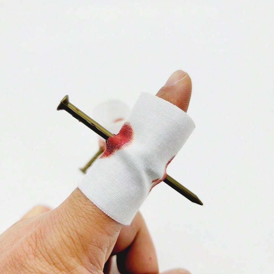 5pcs/Set Fake Gauze Finger Nail Toys, Prank Finger Piercing Gag Horror ...