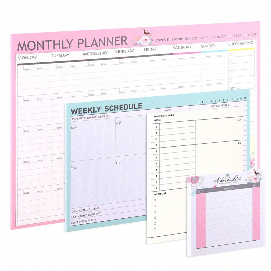 Daily Weekly Monthly Planner,218 Pcs Tear Off Note-Pad Undated Daily To ...