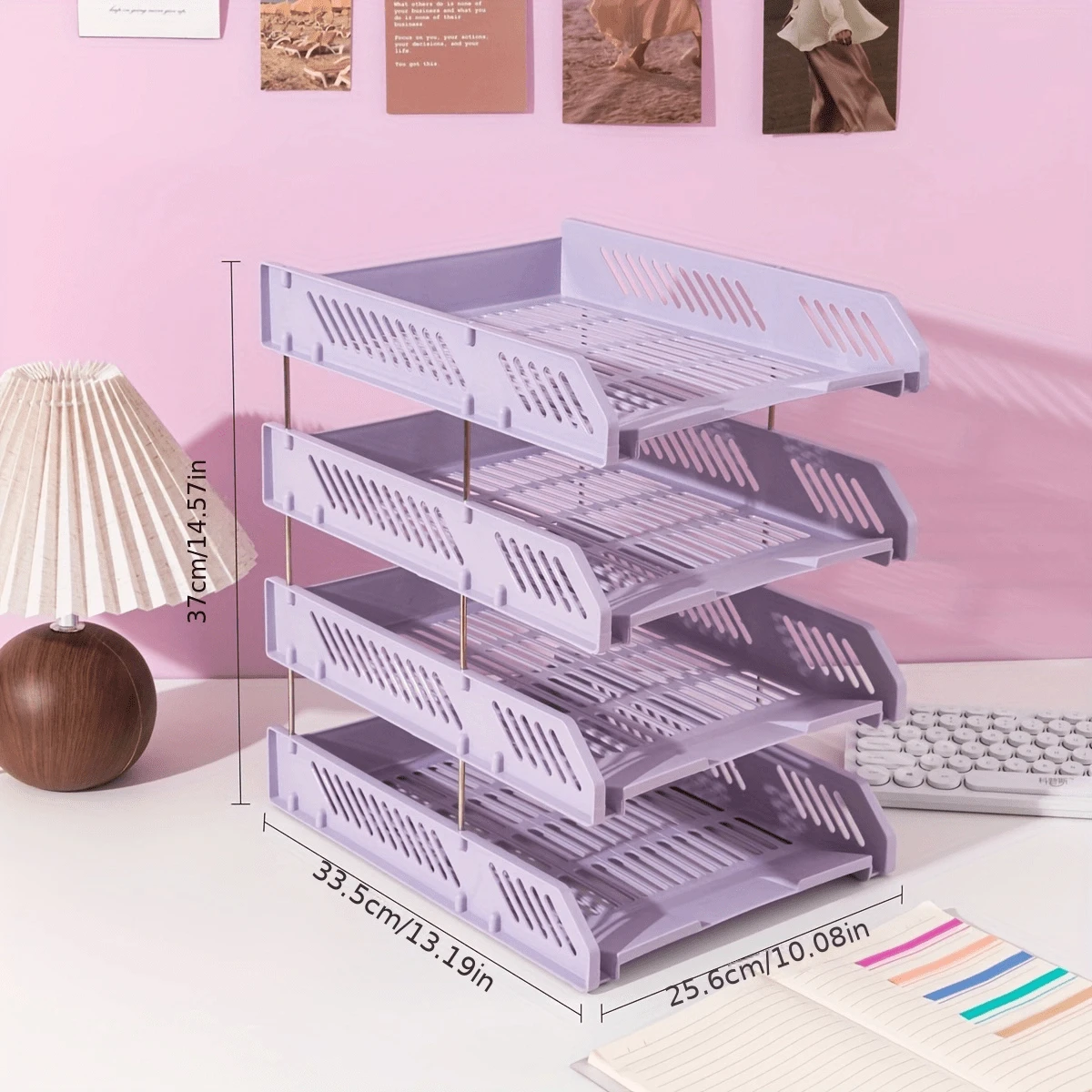 2 Sets/4-Layer Plastic Document Tray For Office Desk Accessories ...