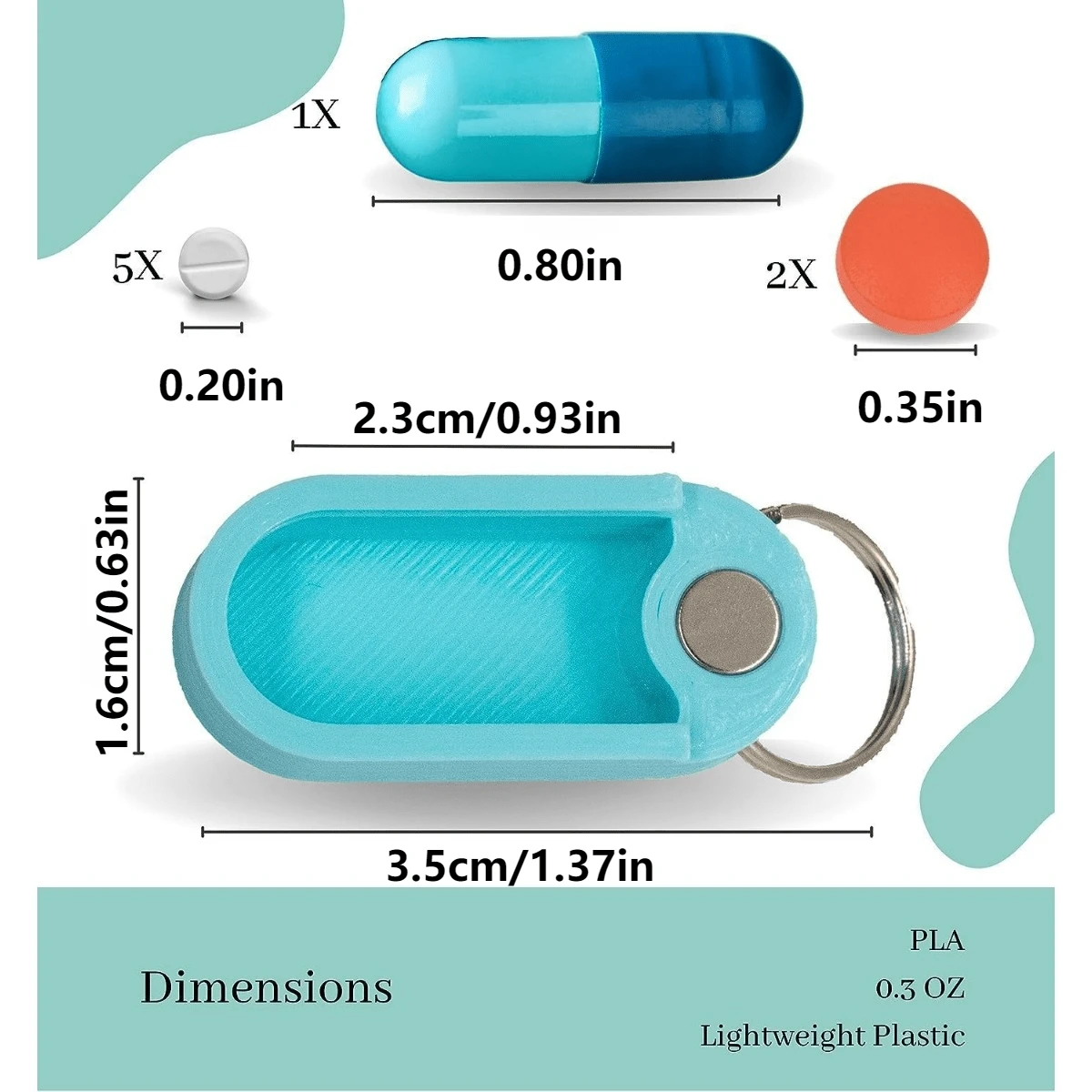 Keychain Medicine Box, Portable Travel Pill Organizer With Small Size ...