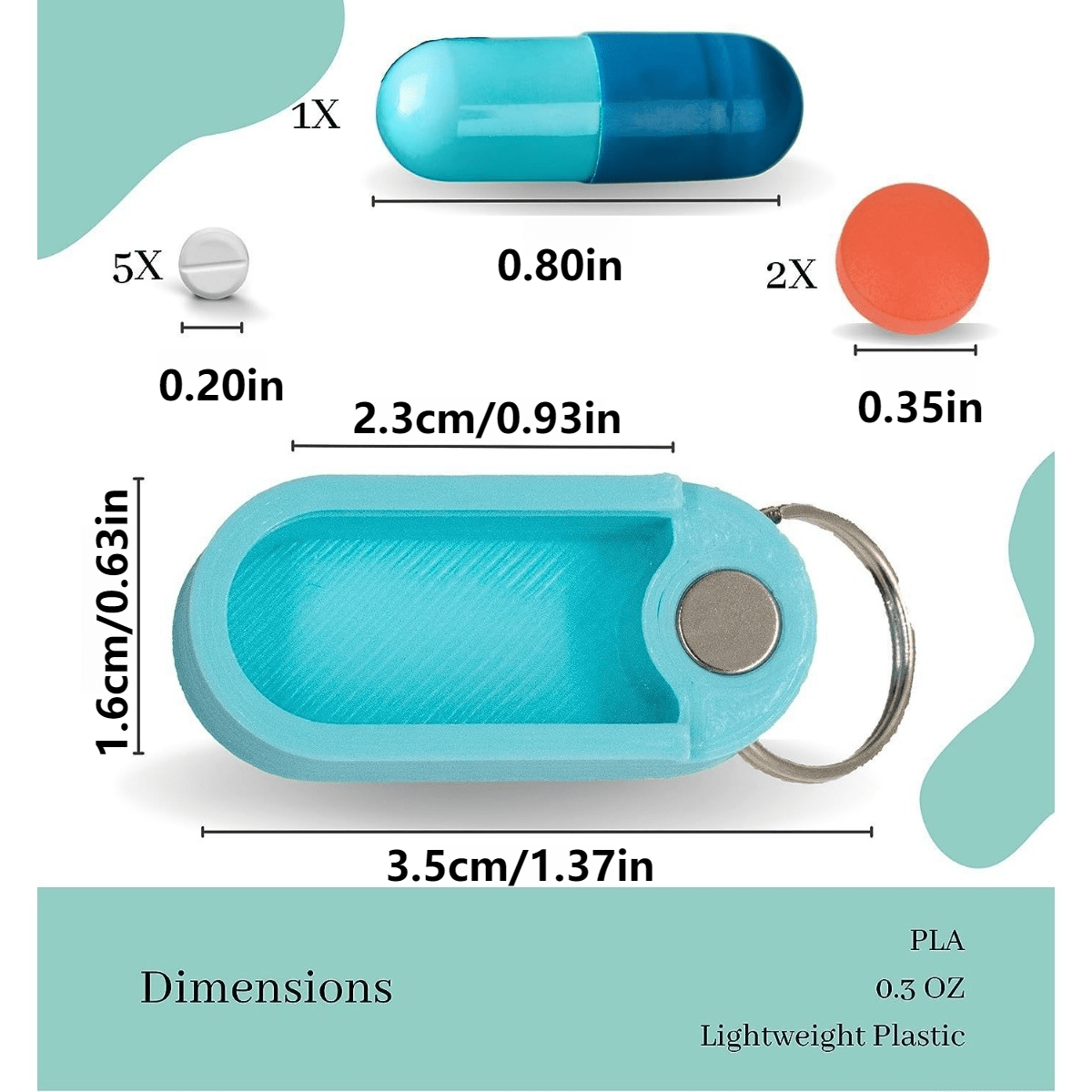 Keychain Medicine Box, Portable Travel Pill Organizer With Small Size ...