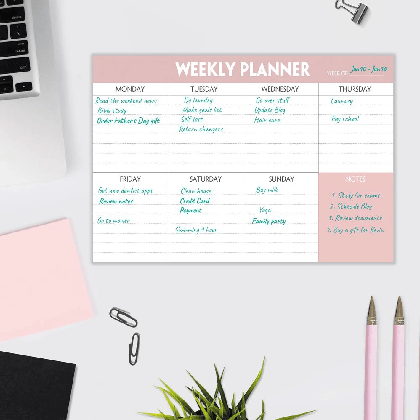 Weekly Planner Notepad To Do List Pad With 50 Tear Off Sheets,Weekly ...