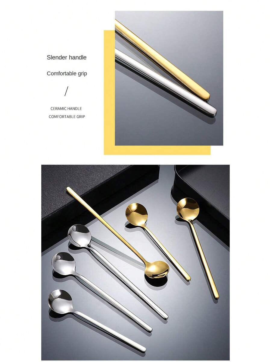 6pcs Stainless Steel Spoons Set For Home Use, Coffee, Desserts ...