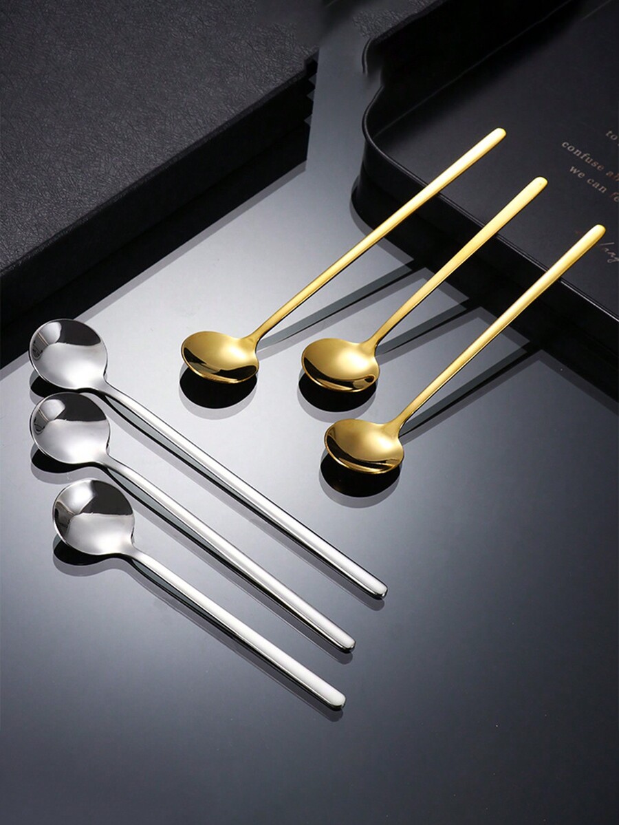 6pcs Stainless Steel Spoons Set For Home Use, Coffee, Desserts ...