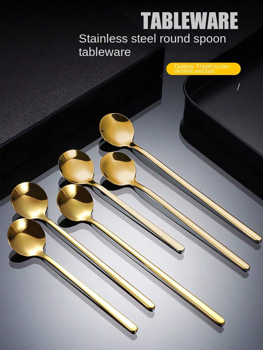 6pcs Stainless Steel Spoons Set For Home Use, Coffee, Desserts ...