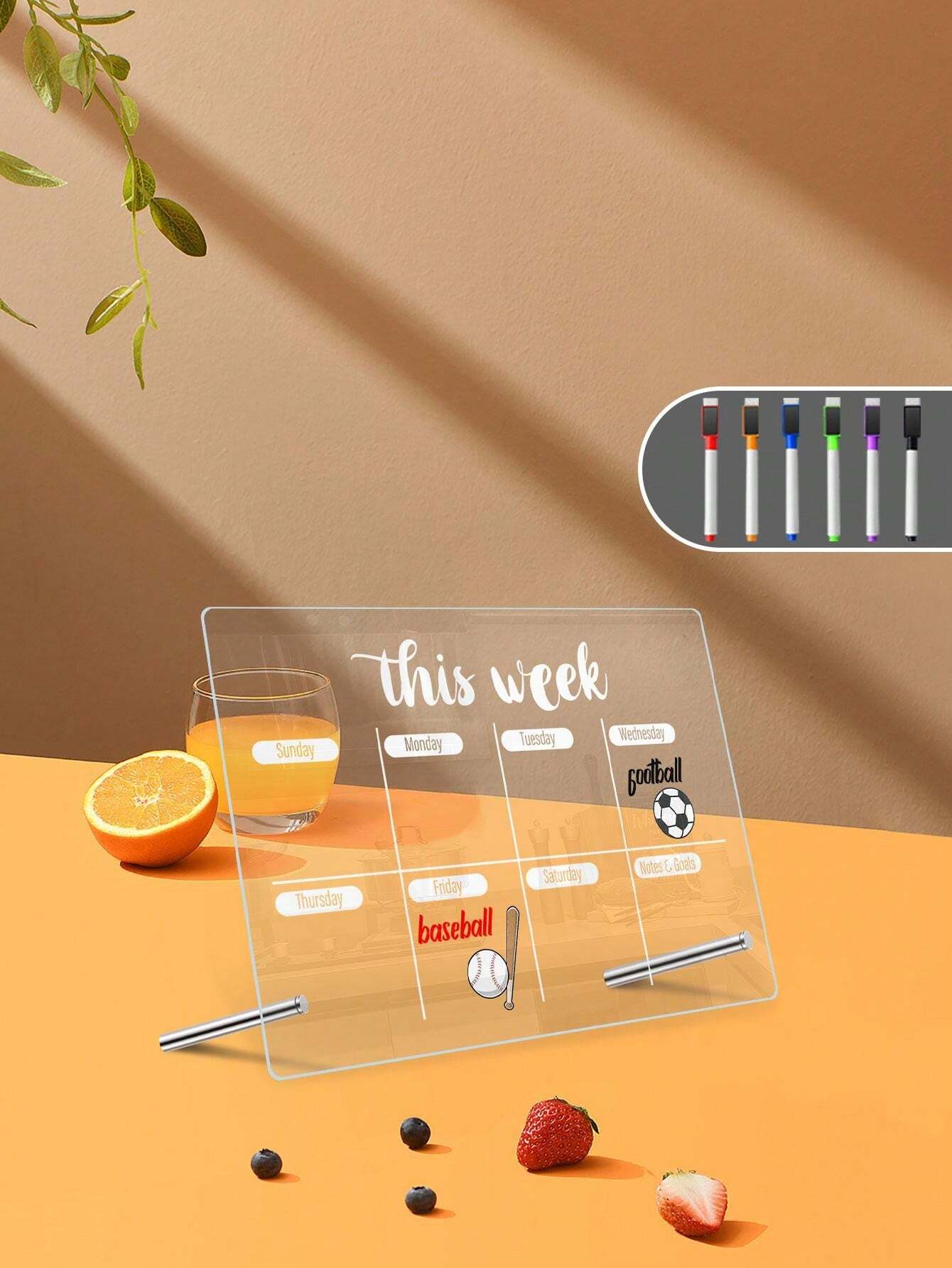 Acrylic Desktop Accessories Set Including Writable Memo Board (With 6 ...