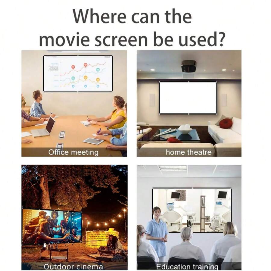 Simple Projector Screen 72 Inch Portable Soft Projection Curtain ...