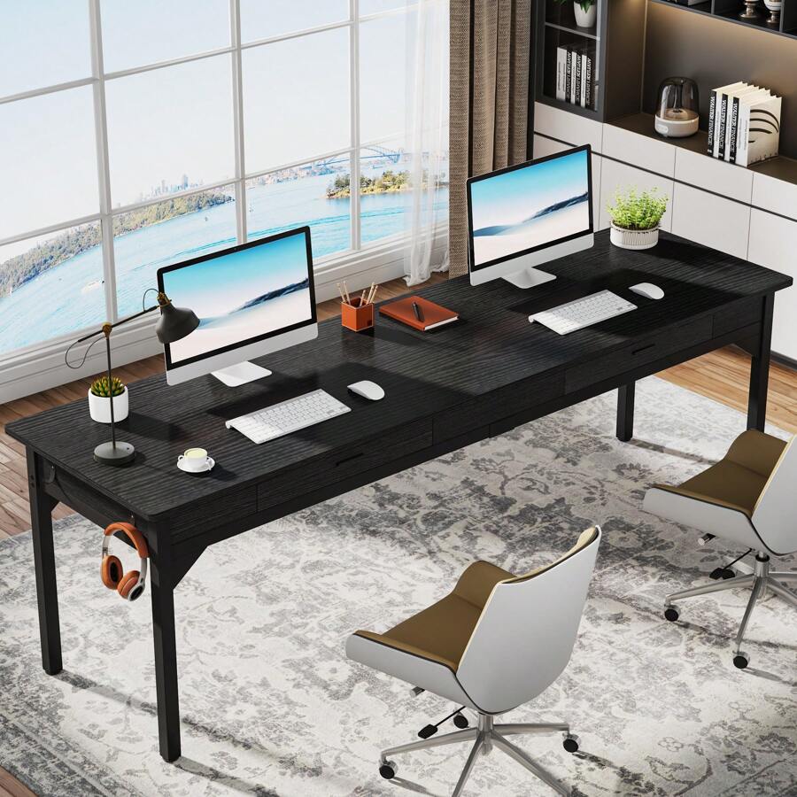 Tribesigns 78.7" Extra Long Computer Desk, [Double Desk] [2 Drawers ...