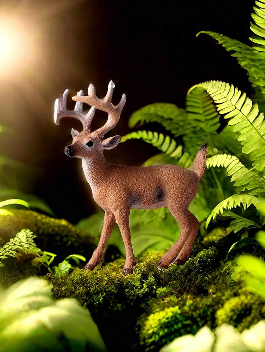 One Set Of Solid Simulation Wild White-Tailed Deer, Moose, And Roe Deer ...