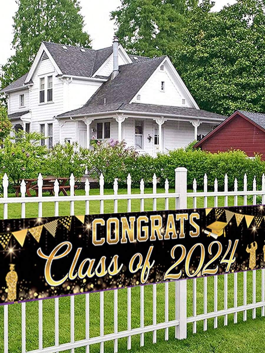 2024 Black Graduation Season Courtyard Banner Outdoor Graduation ...