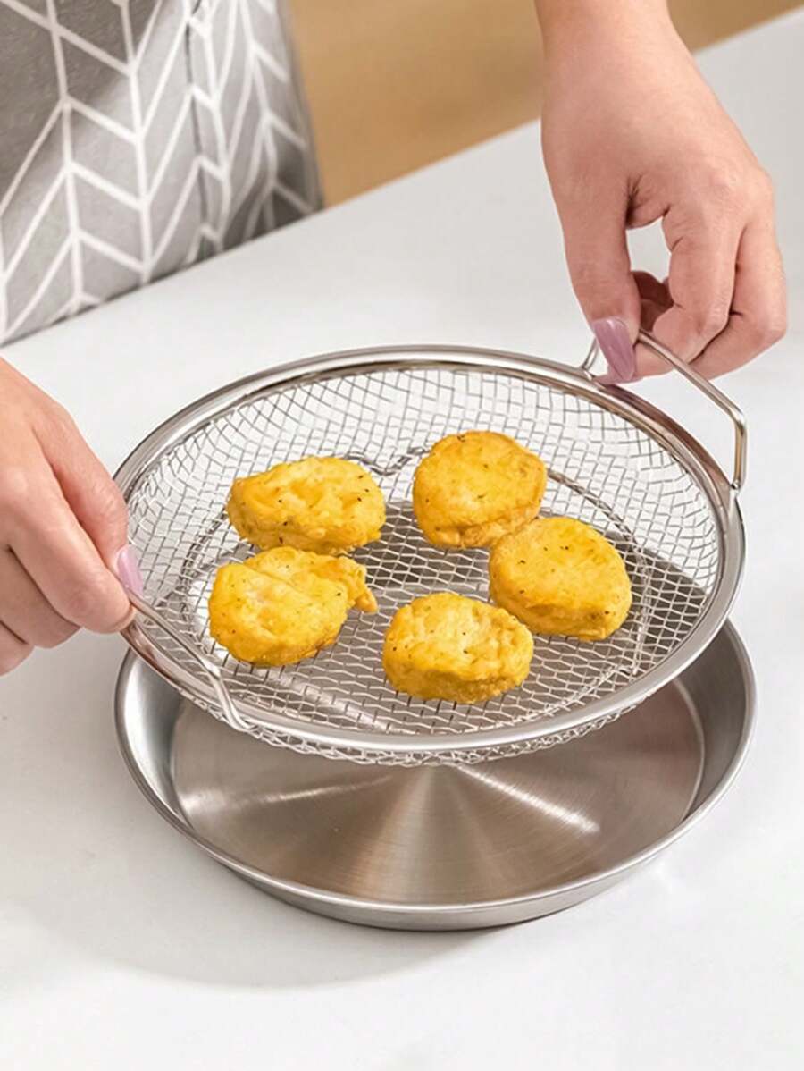 Stainless Steel Kitchen Oil Drainage Mesh Colander - For Frying Oil ...