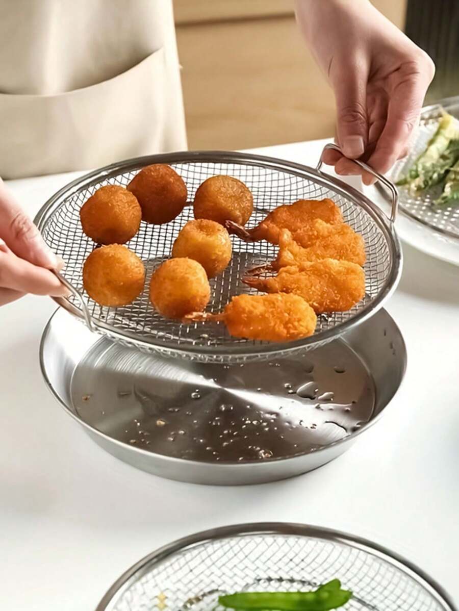 Stainless Steel Kitchen Oil Drainage Mesh Colander - For Frying Oil ...