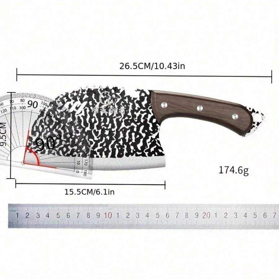 1pc Round-Head Hand-Forged Cleaver, Dual-Purpose Kitchen Knife For ...