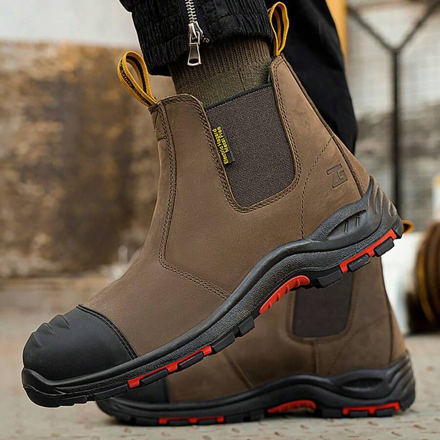 High Qualtiy Chelsea Safety Boots, Middle Cut Coffee Brown Crazy Horse ...