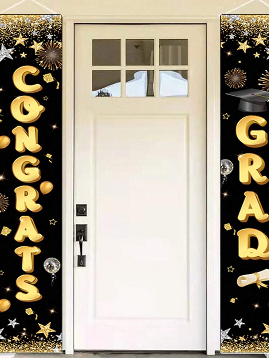 2024 Graduation Season Door Couplets, Black Graduation Decorations ...