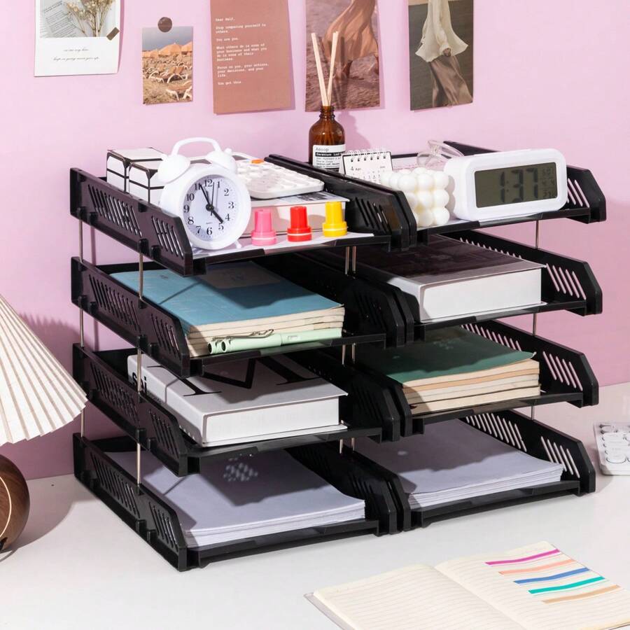 2 uppsättningar av filställ i plast i fyra lager, förvaringsboxar för ...