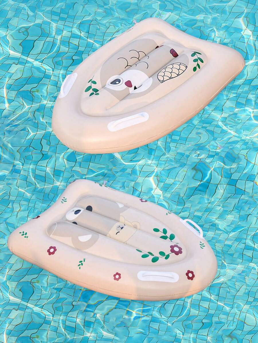 1pc Inflatable Owl Shaped Float With Handle In Beige Color For Swimming ...