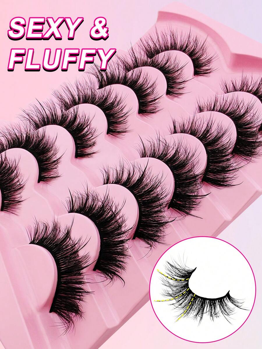 7 par fullständiga lösfransar 16mm Cat Eye Look Fairy Lashes Wispy ...