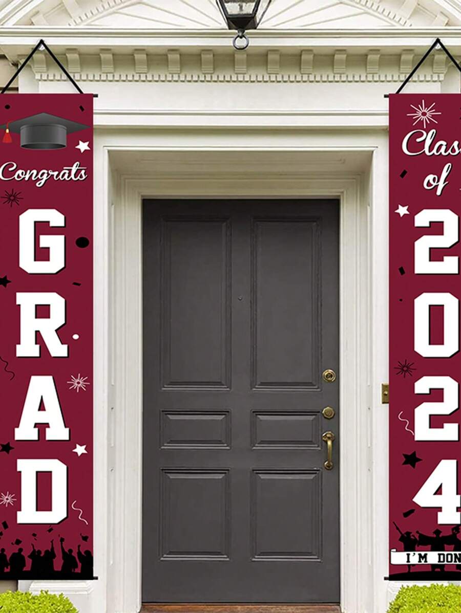 2024 Graduation Decoration Set, Black Congrats Grad Porch Sign Banner ...