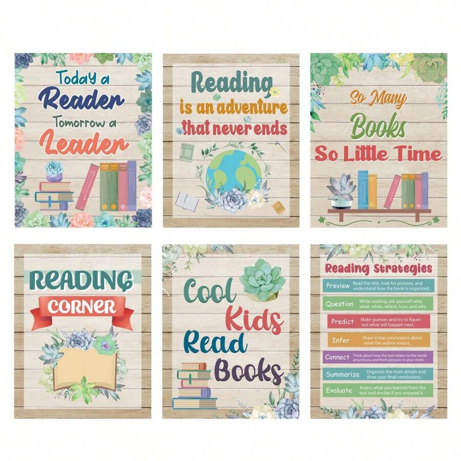 6Pcs Reading Posters For Classroom Library Decoration, Farmhouse ...