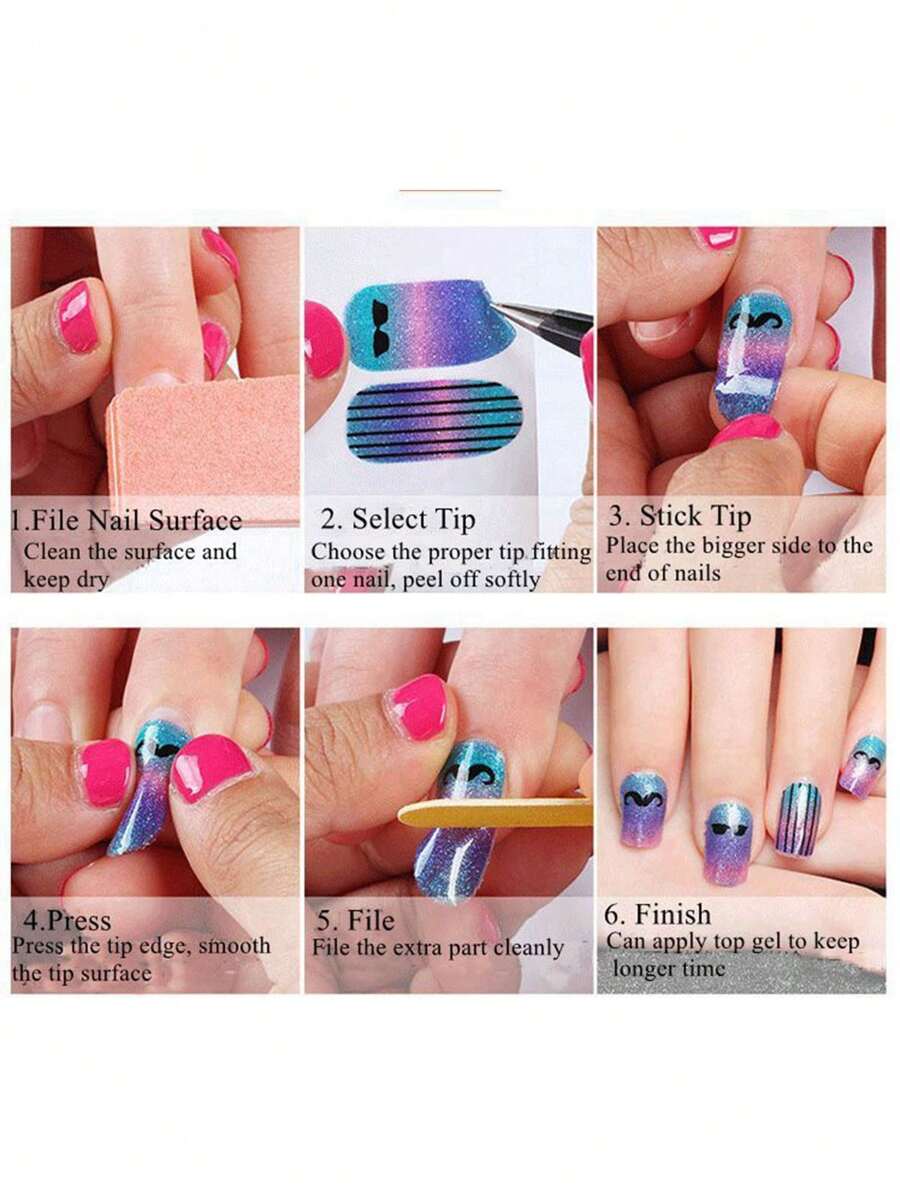 1 Sheet Easy-To-Apply Nail Stickers In Pure Colors, Dopamine Flash ...