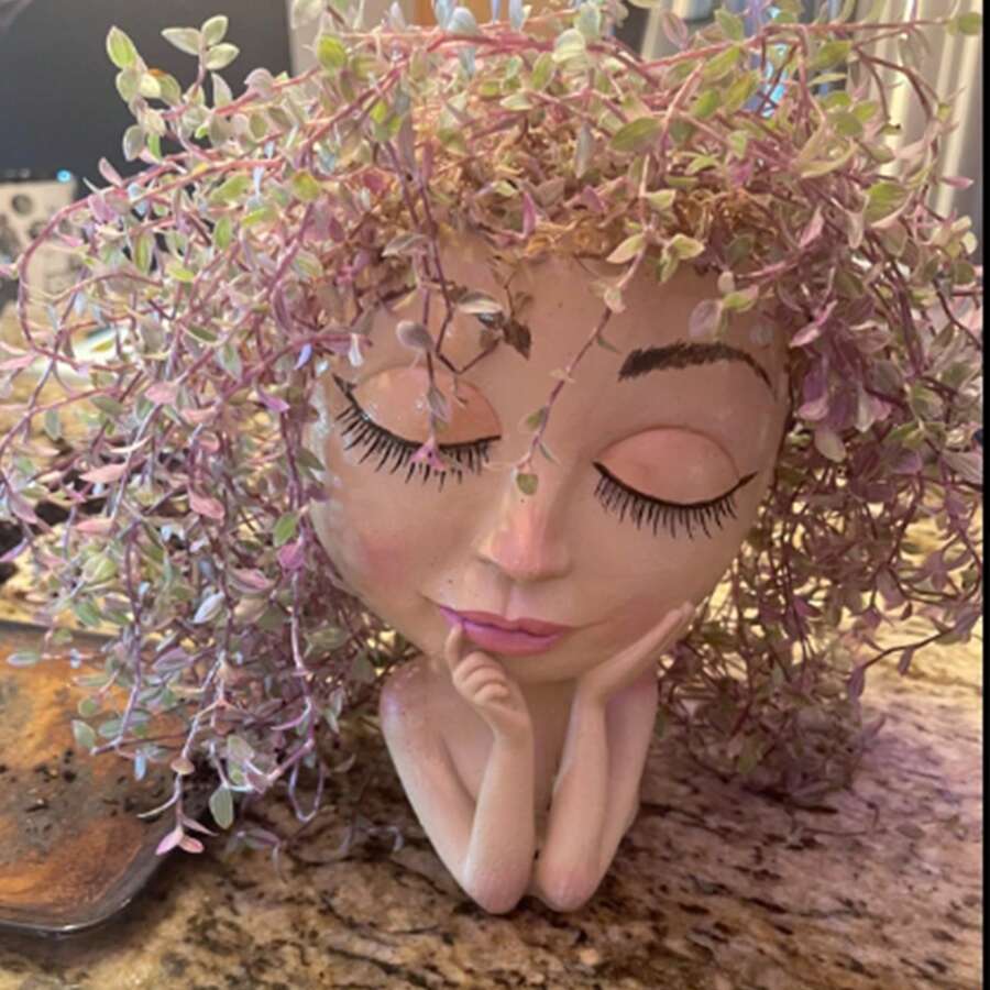 Face Flower Pot Head Planter, Unique Lady Head Planter With Cute Teacup ...