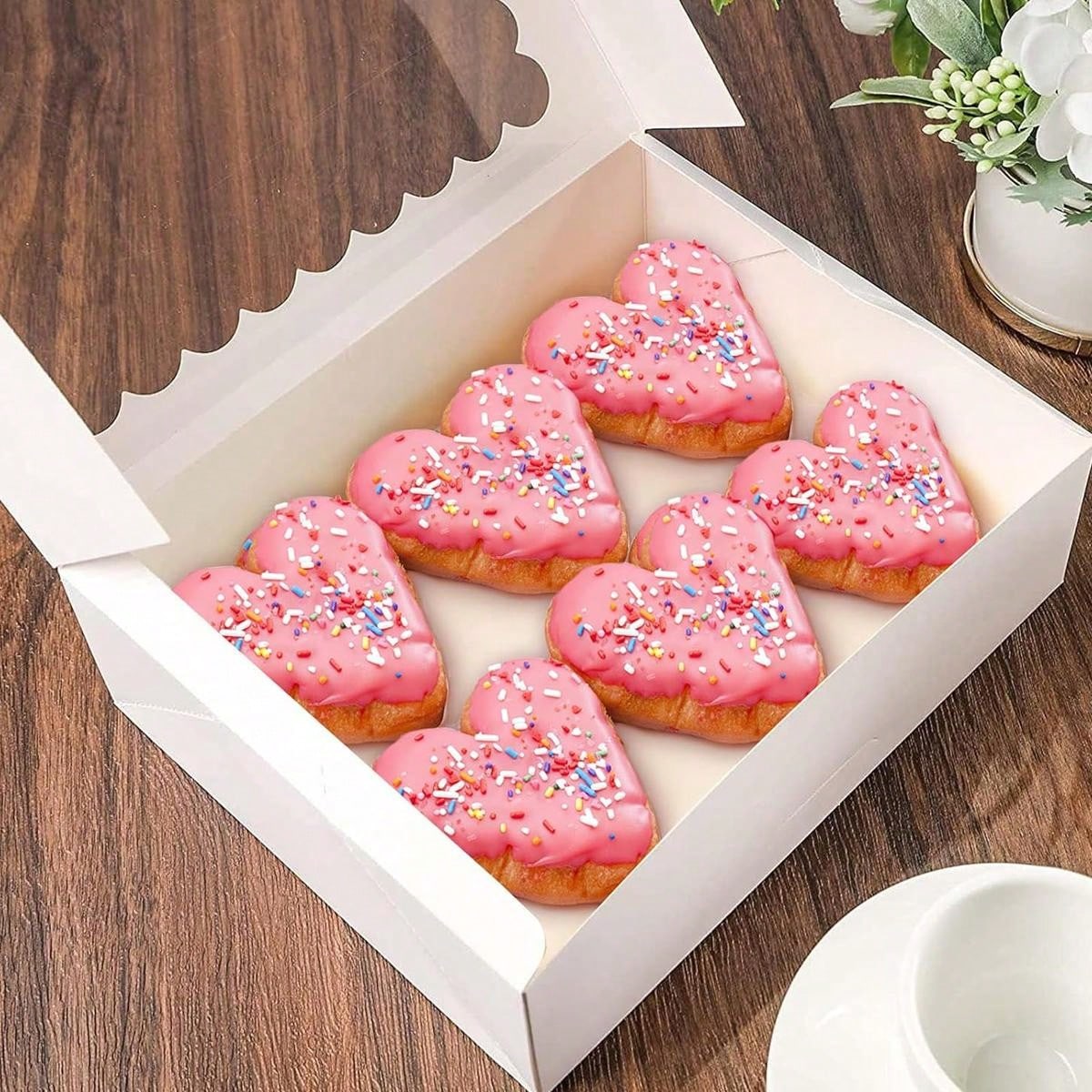 24 Pack Cookie Boxes Bakery Boxes With Window 8x6.5x2.5 Inches Auto ...