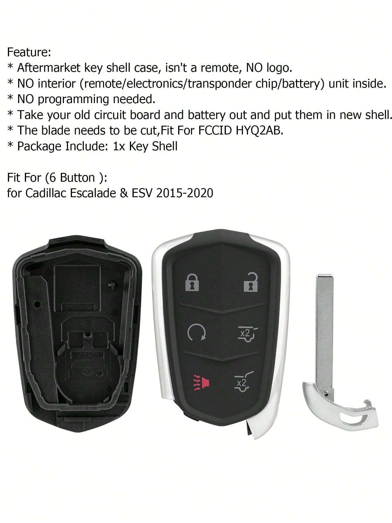 For Cadillac Escalade & ESV Smart Remote Car Key Fob Shell Case Uncut ...