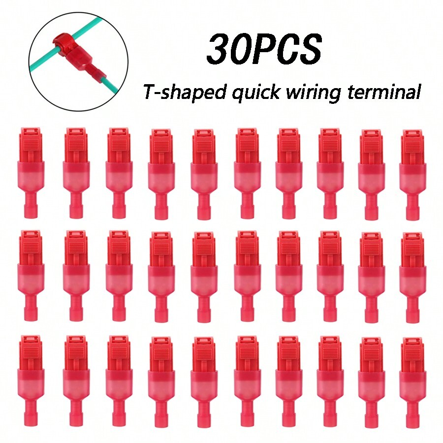 30pcs Red T Type Wire Connectors - Quick Wire Splice Connectors For ...