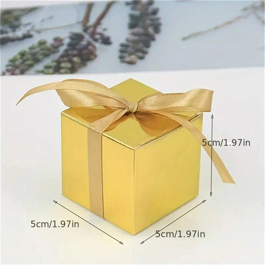 10 Goldn And Silvery Candy Boxes, Square Gift Storage Boxes With ...