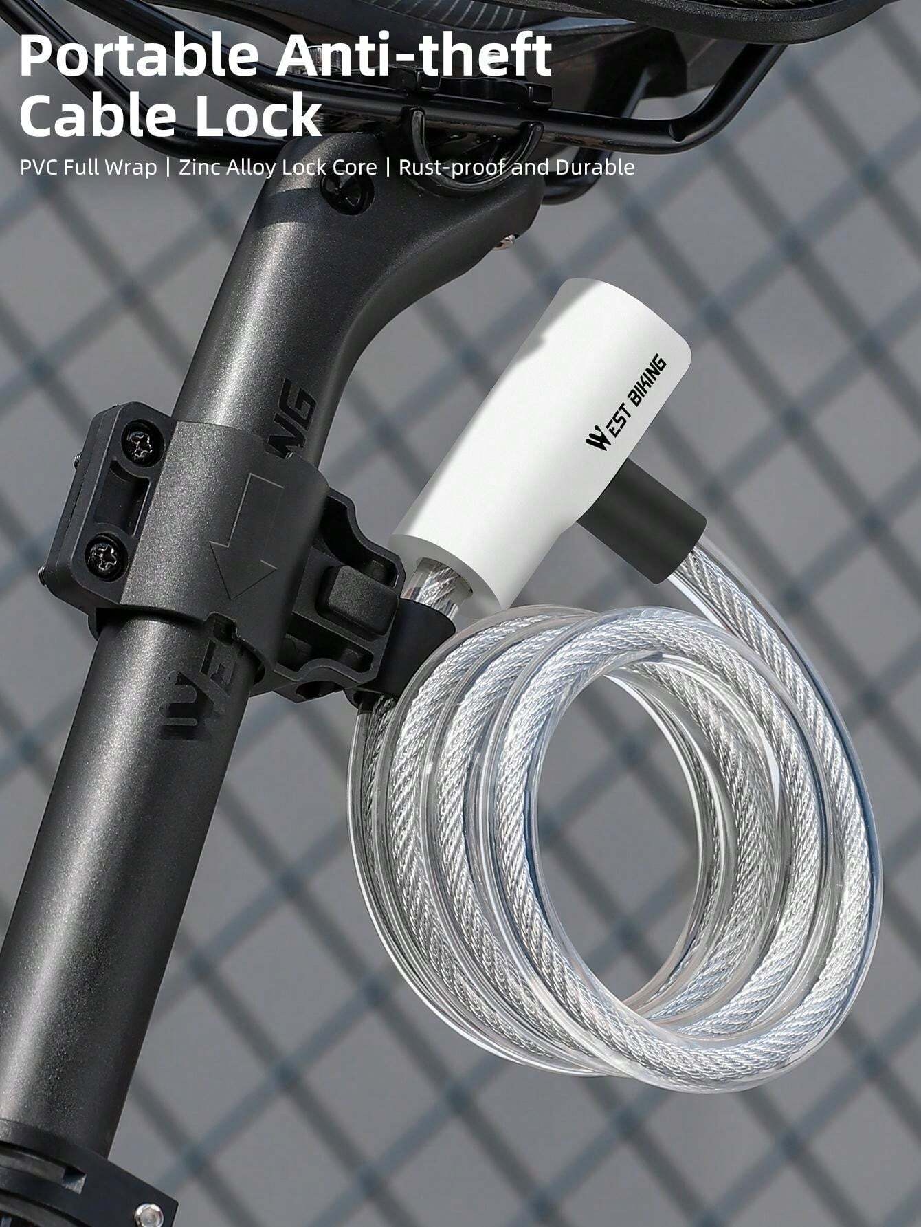 WEST BIKING One WEST BIKING Steel Cable Lock, Anti-Theft Bicycle Lock ...
