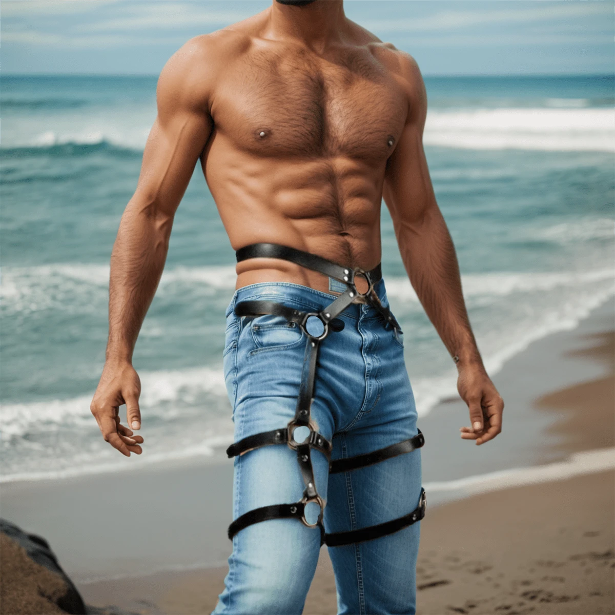 Sexy Men Leather Harness With Adjustable Strap Belt For Lower Body ...