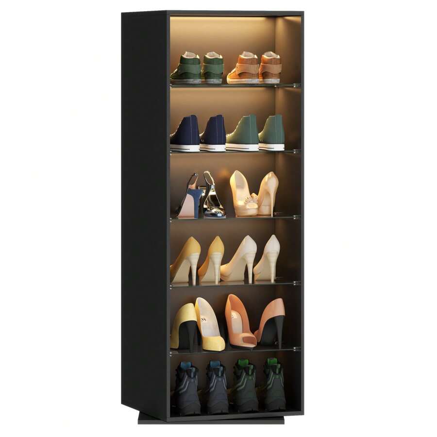 Rotating Shoe Rack With Sensor Light, Spinning Shoe Rack Tower With ...
