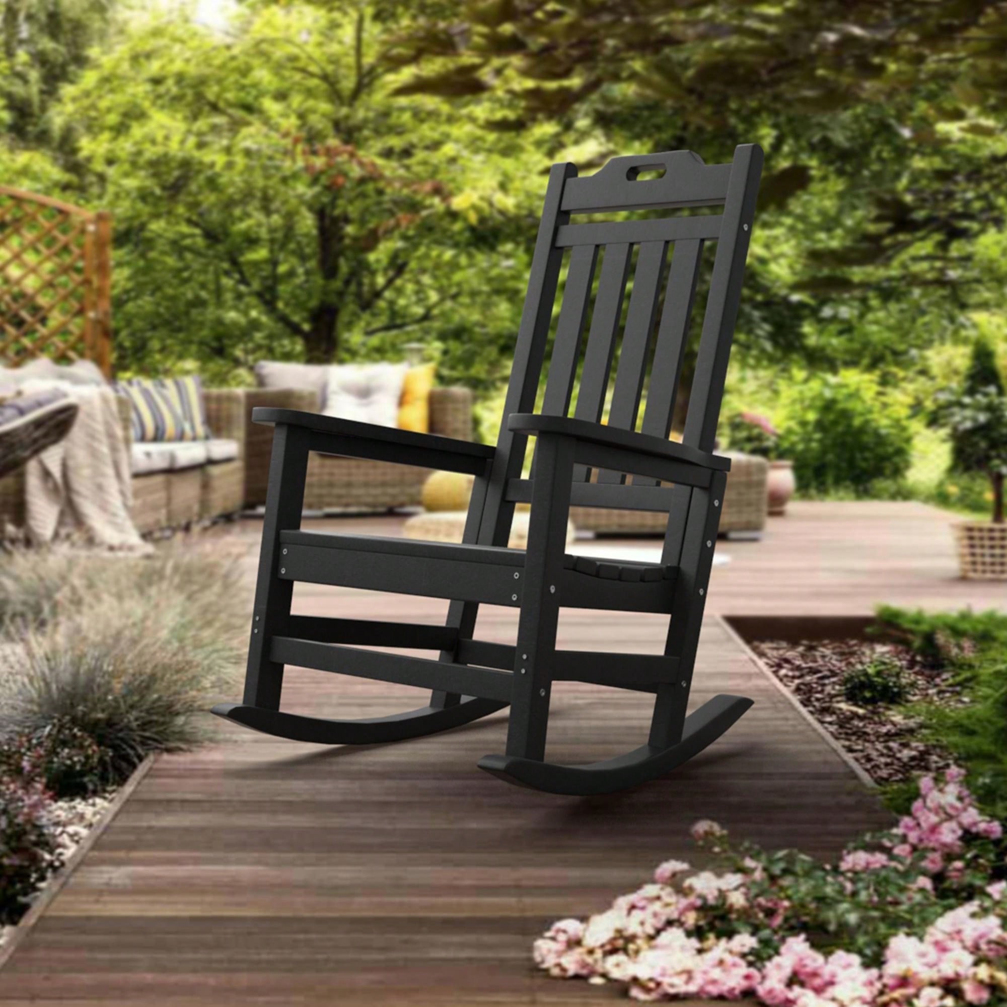 RESINTEAK New Classic Outdoor Rocking Chair, , All Weather HDPE Plastic ...