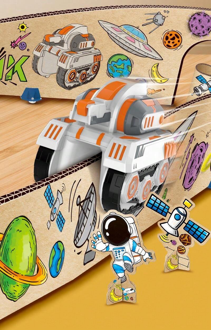 Children DIY Assembling Space Tank Paperboard Rail Car Toy Set, With ...