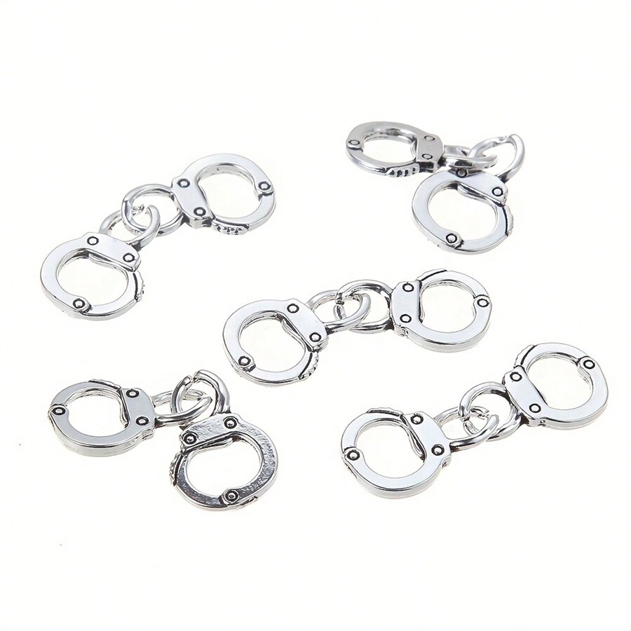 Antique Silver Police Badge Pendant & 10pcs/Set Hollow Lock & Handcuffs ...