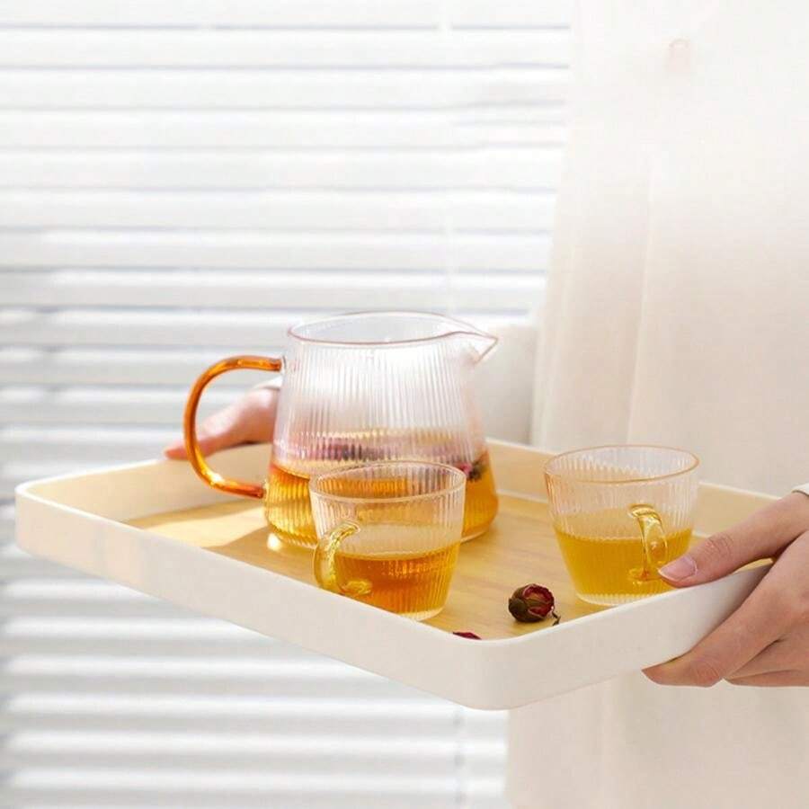 One Rectangular Wooden Serving Tray With Wood Grain Texture Can Be Used ...