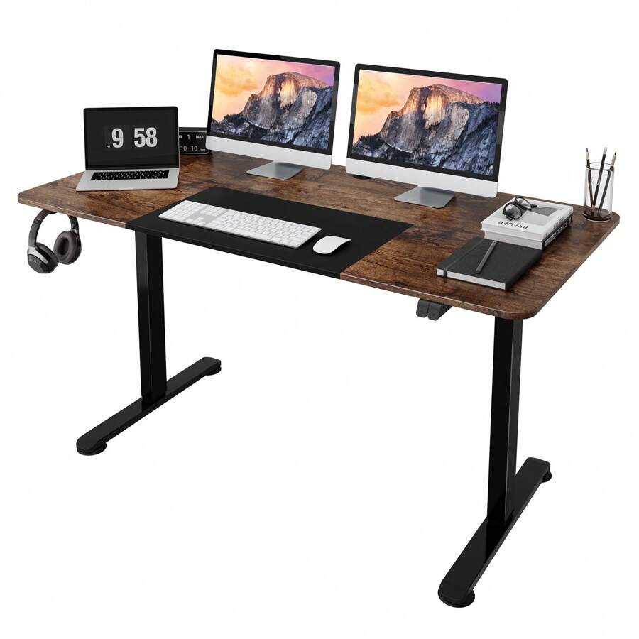 140 X 70cm Large Electric Standing Desk, Height Adjustable Sit To Stand ...