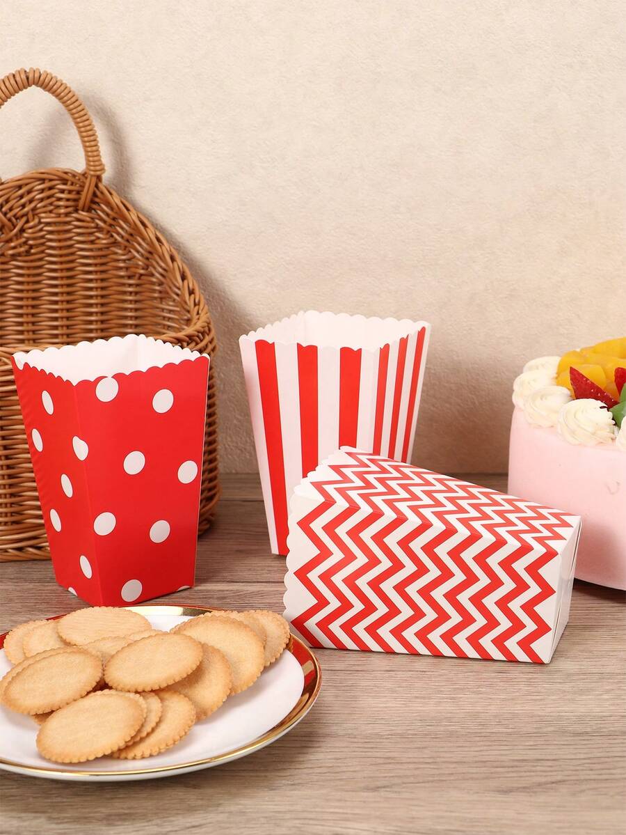 6pcs/12pcs Disposable Paper Box For Popcorn, Chicken Nuggets And French ...
