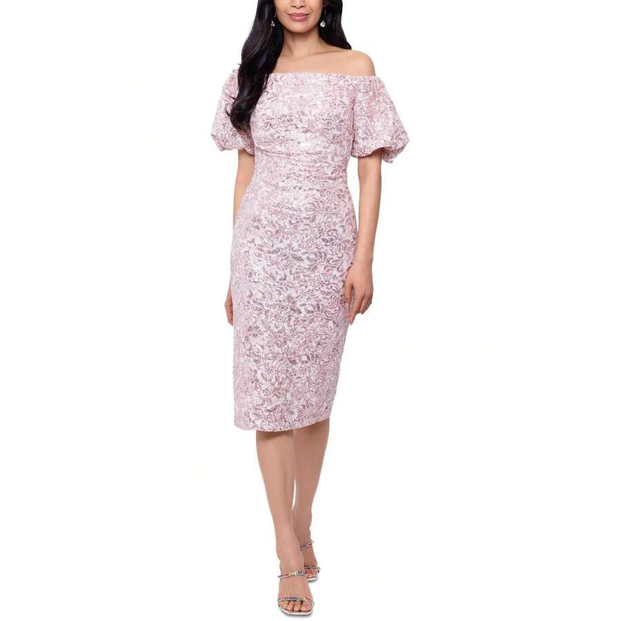 Xscape Evenings XSCAPE Womens Sequined Midi Cocktail And Party Dress ...