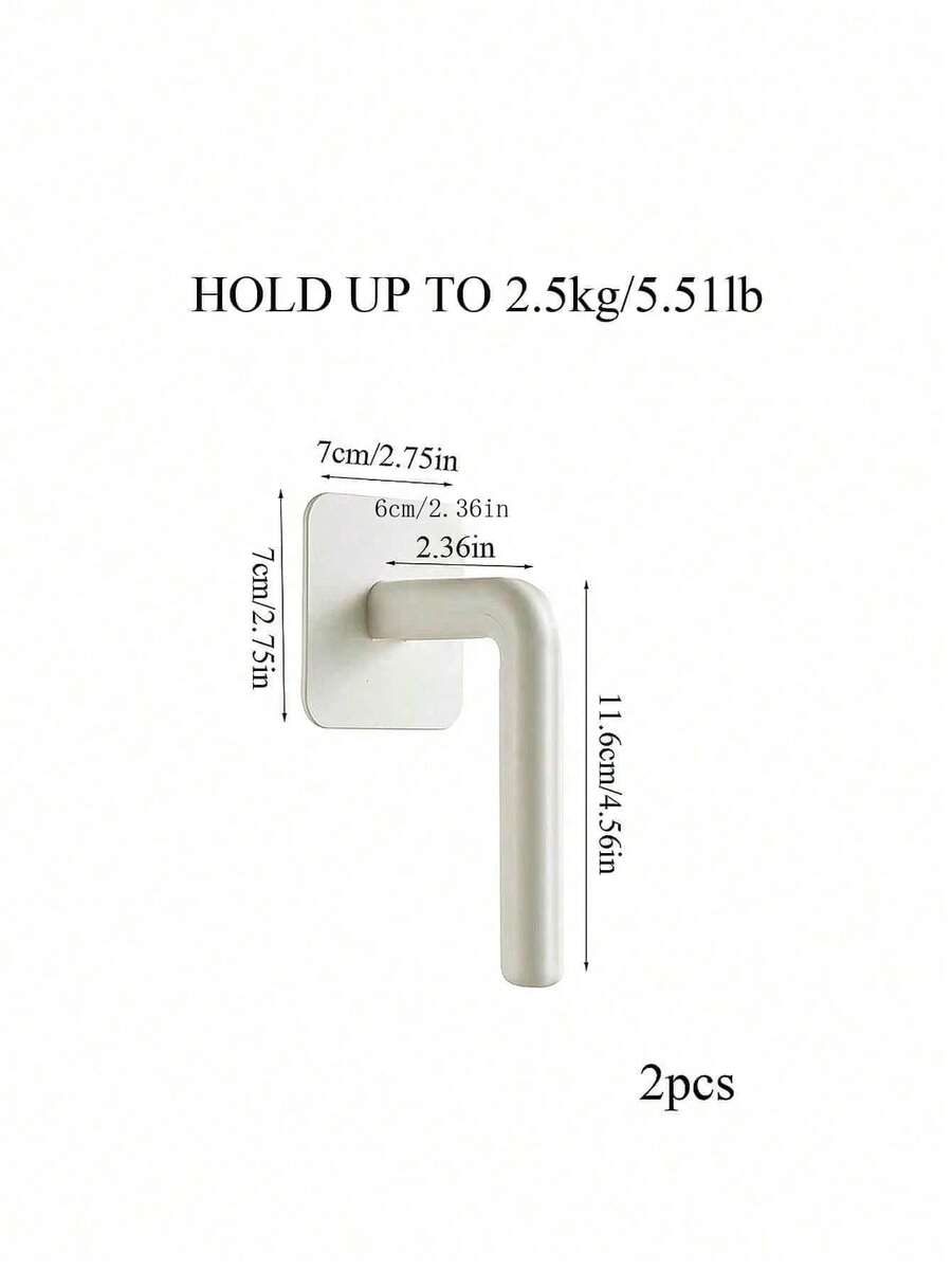 2pcs L Shaped Adhesive Hooks, Strong & Multifunctional Plastic Wall ...