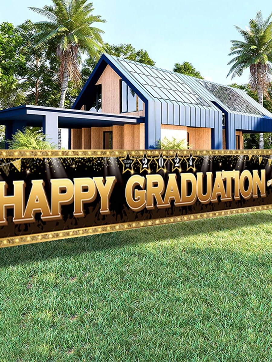 2024 Black Graduation Season Yard Banner, Outdoor Graduation Yard Flag ...